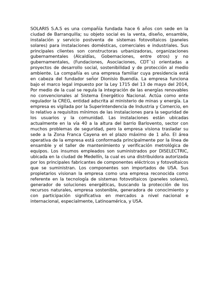 Taller solaris | PDF | Fotovoltaica | Business