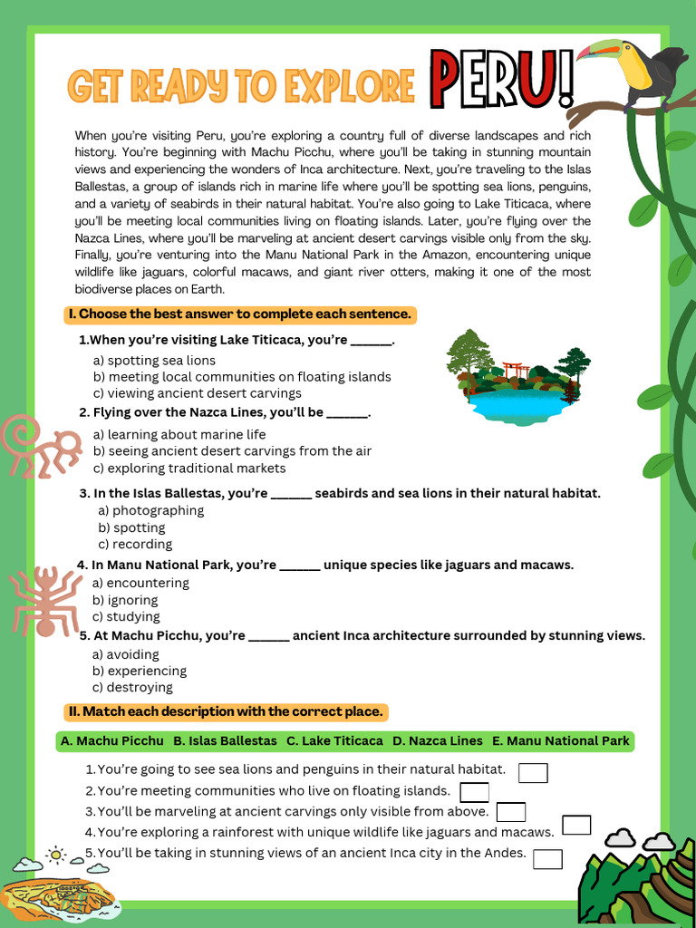 Past Continuous Worksheet in Turquoise Pink Retro Style | PDF | Machu ...