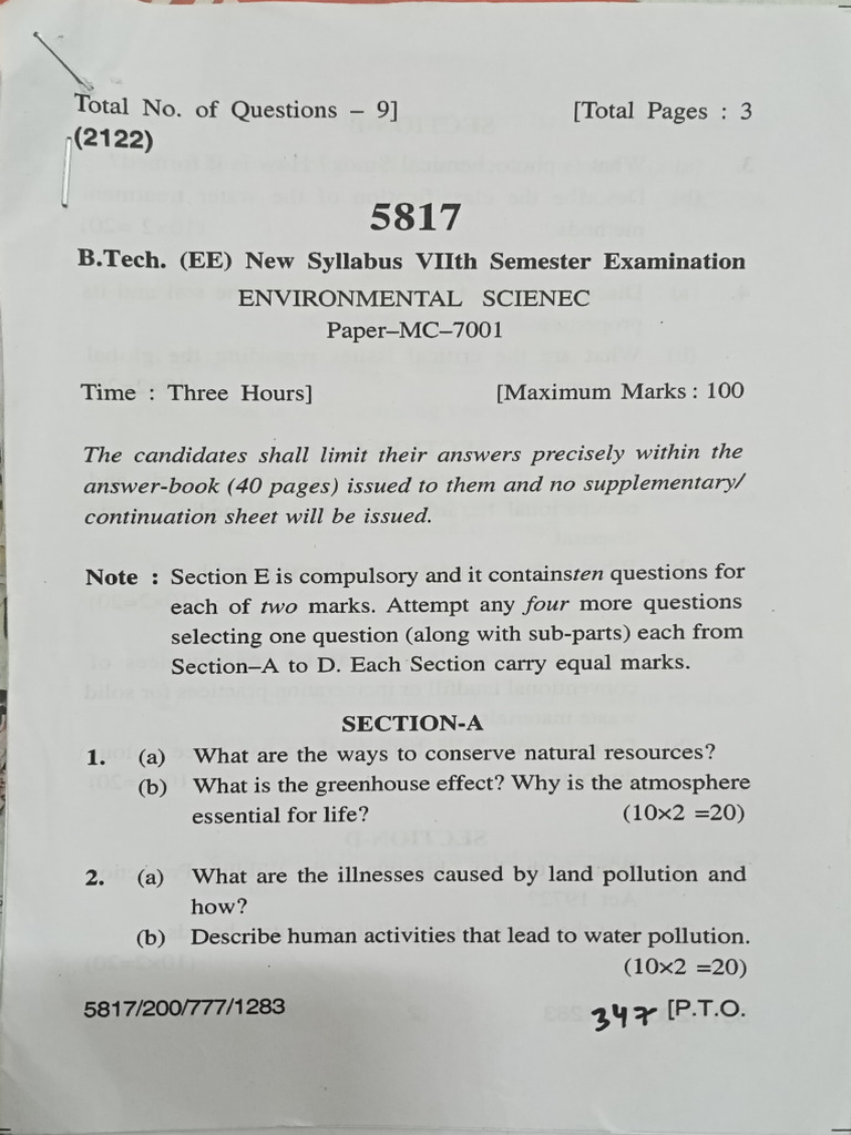 Preous Year Question Paper | PDF