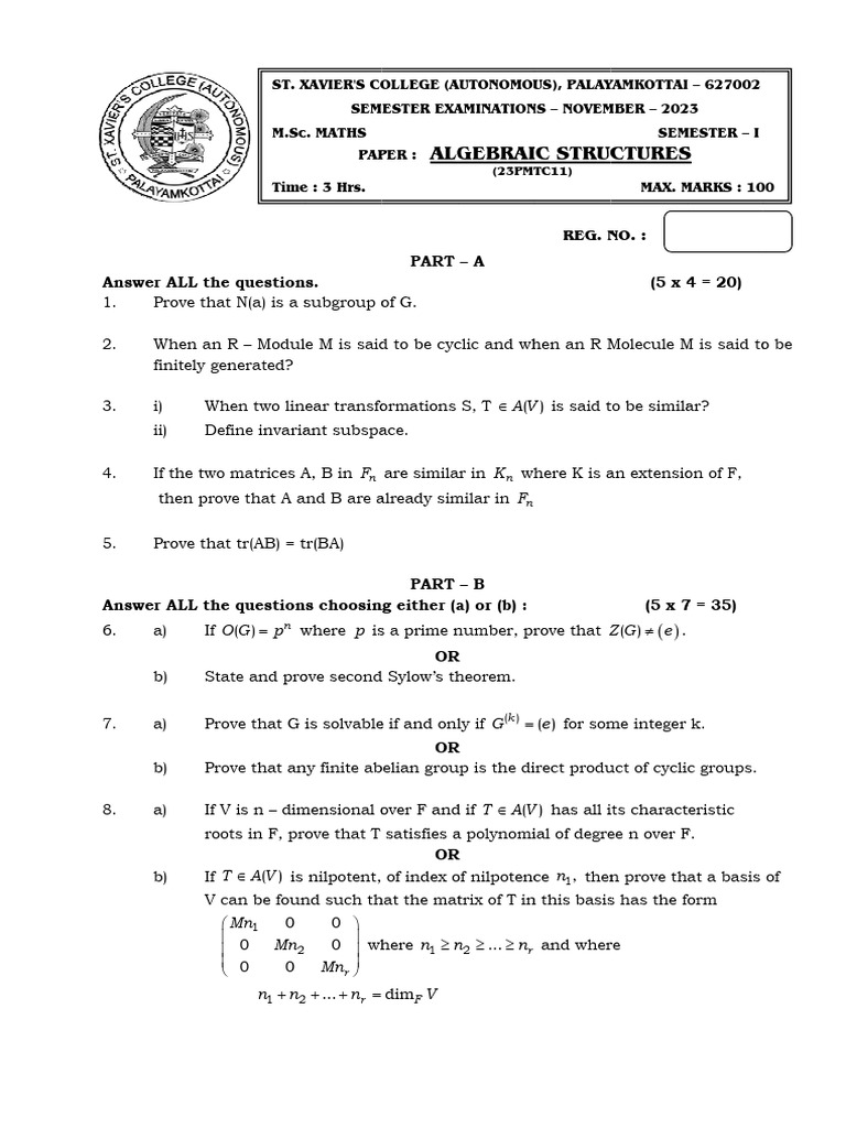 23pmtc11-Algebraic Structures 2 | PDF | Eigenvalues And Eigenvectors ...