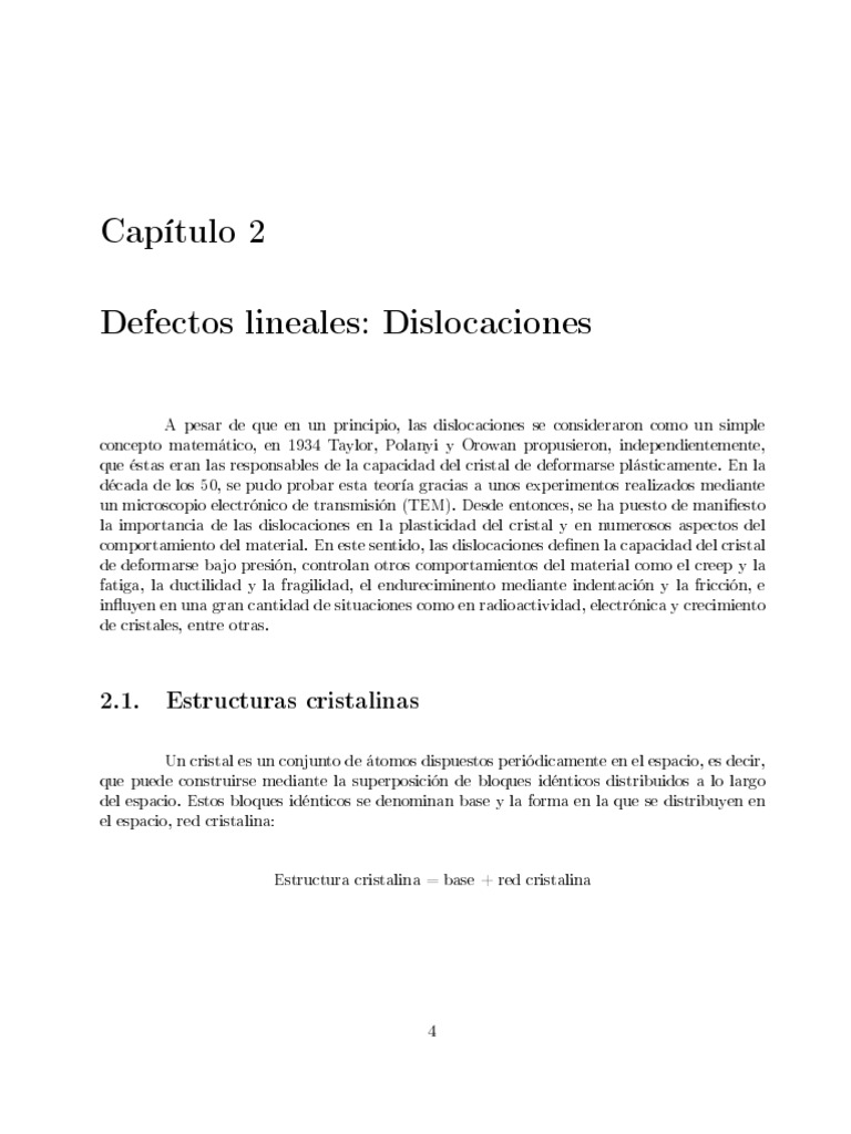 2-Defectos Lineales Dislocaciones | PDF | Dislocación | Cristal