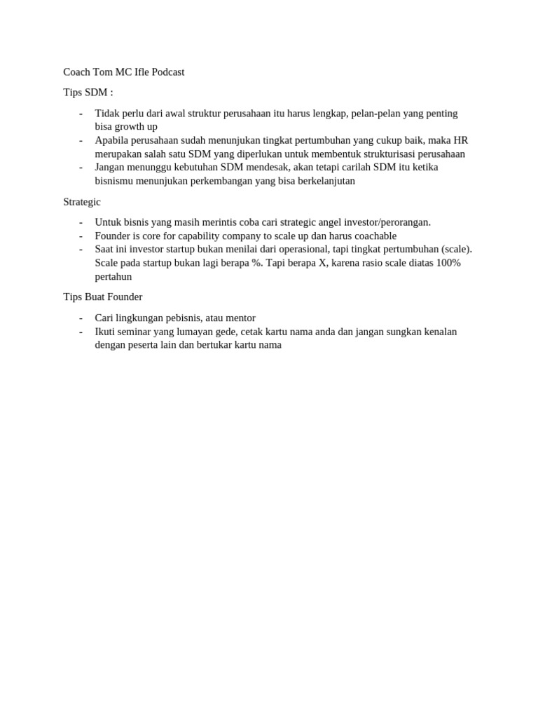 Coach Tom MC Ifle Podcast | PDF