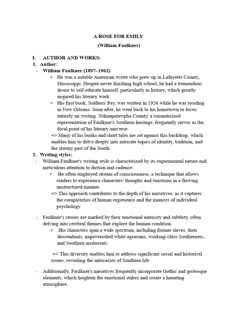 A rose for Emily Handout | PDF