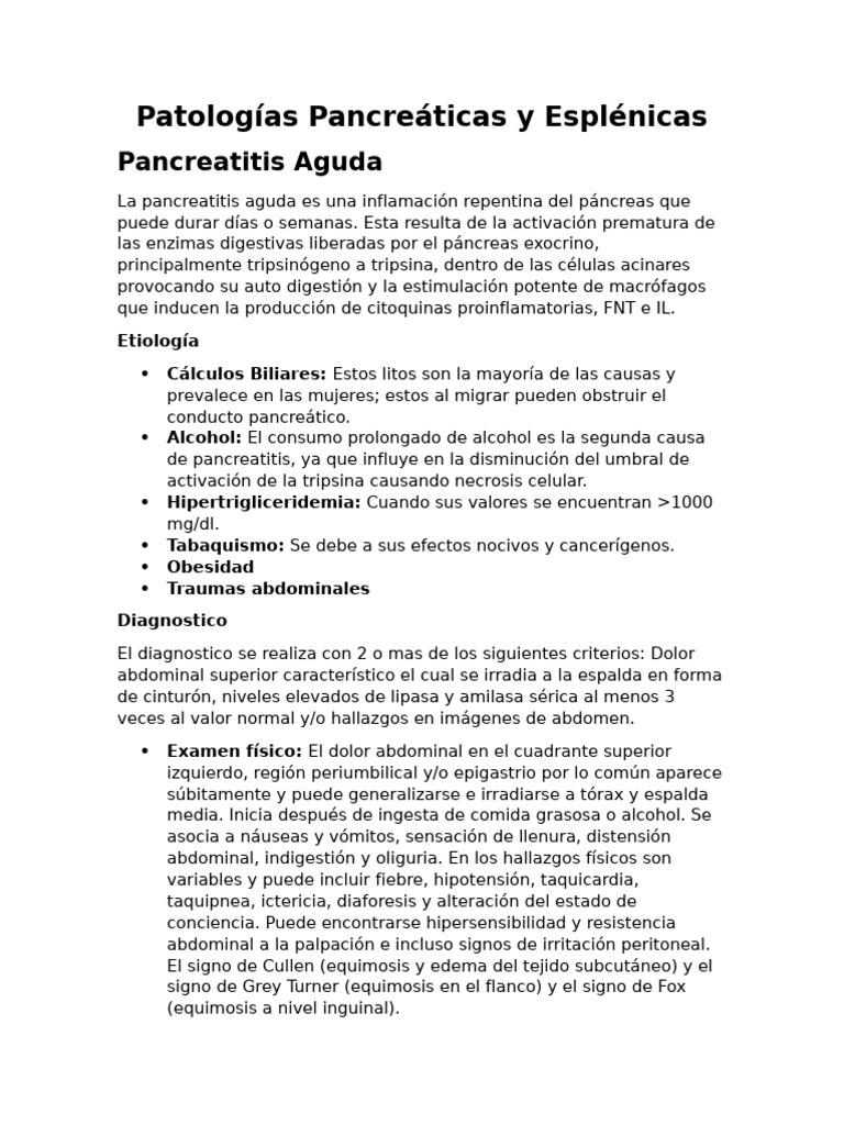 Patologías Pancreáticas y Esplénicas | PDF | Páncreas | Diabetes