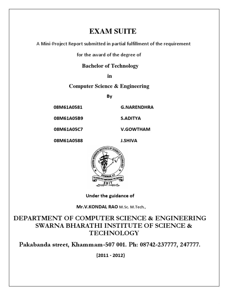 Exam Suite: Bachelor of Technology in Computer Science & Engineering ...