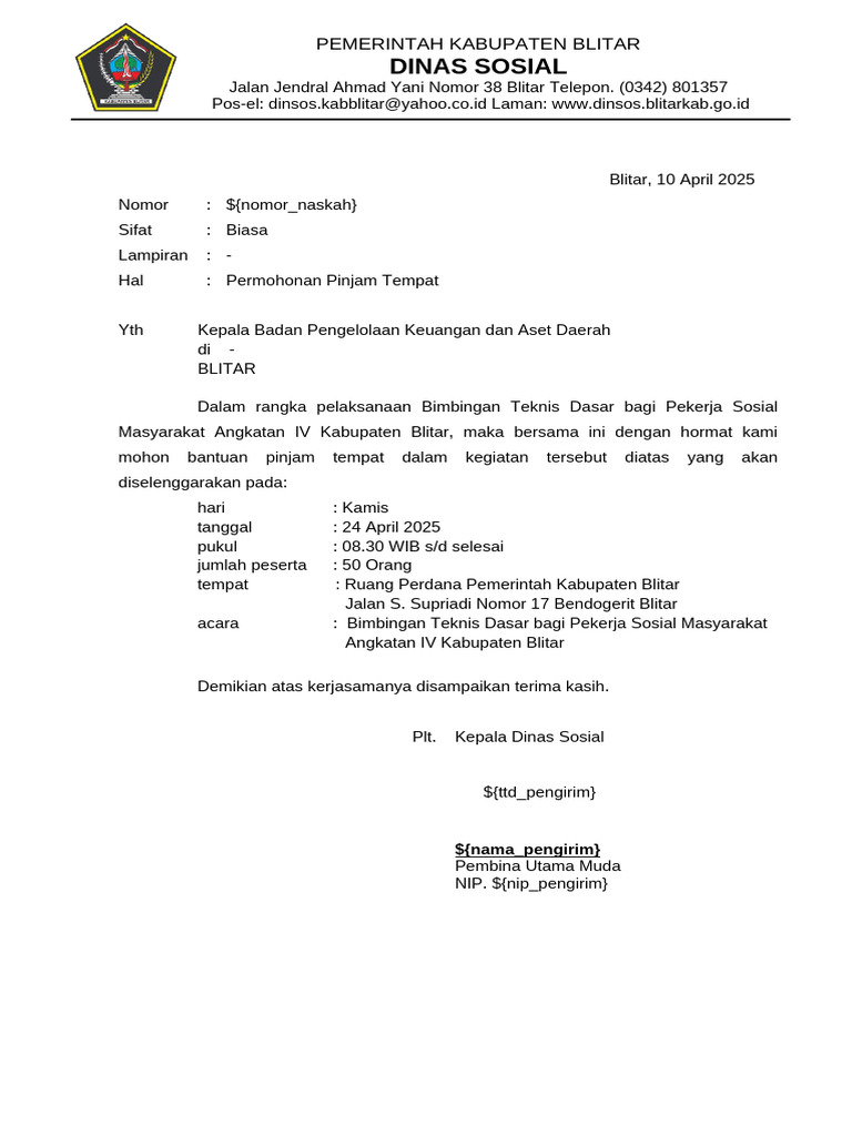 Permohonan pinjam tempat | PDF