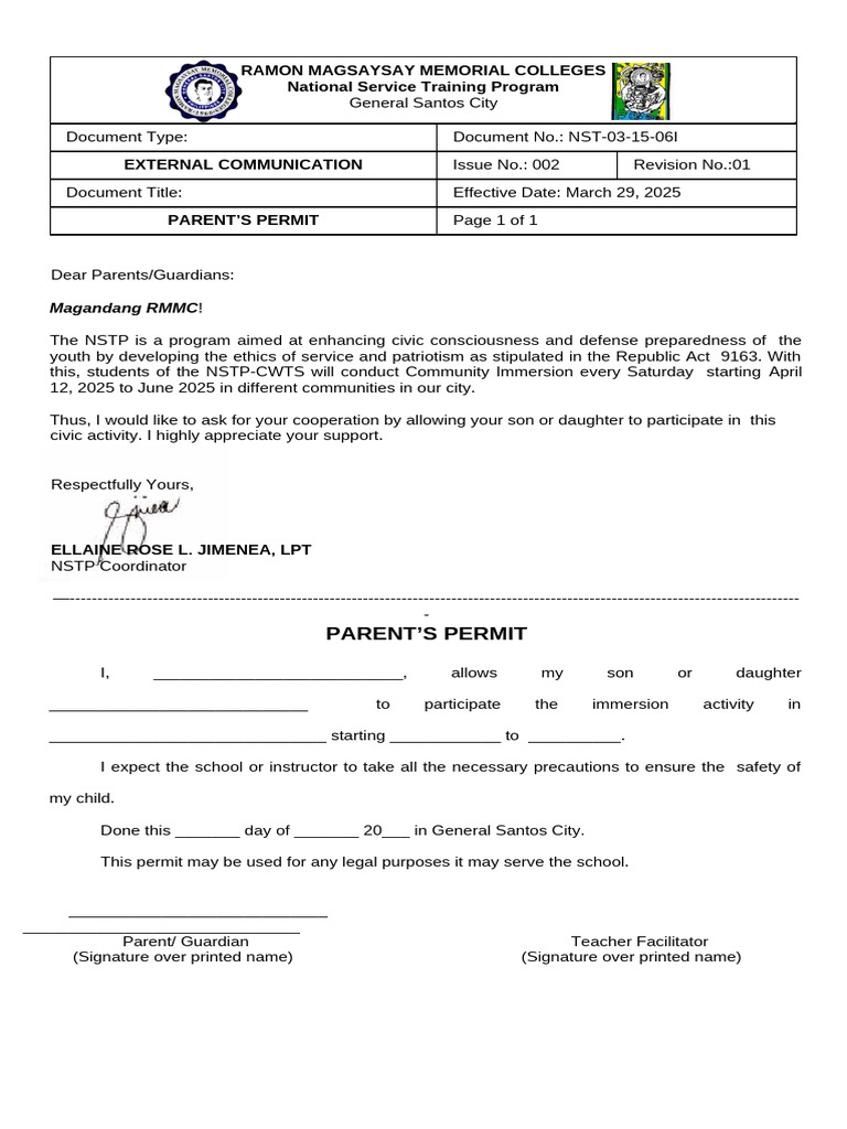 Parents-permit_2 | PDF