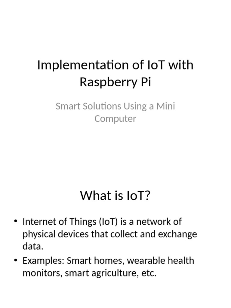 IoT With Raspberry Pi Presentation | PDF