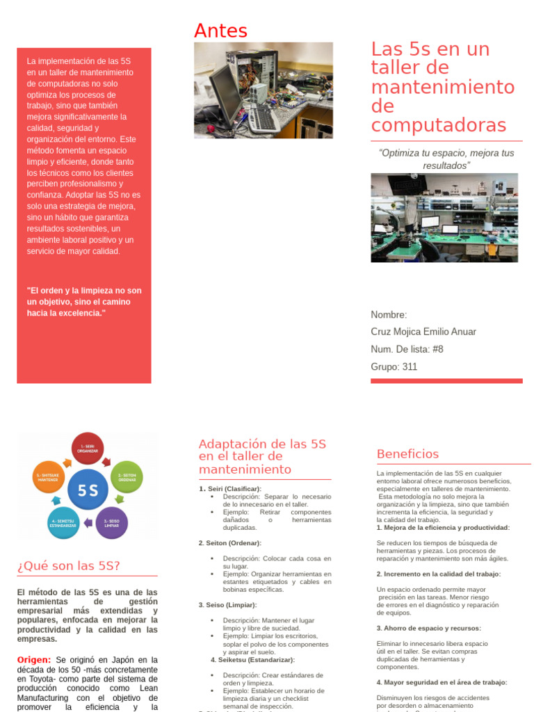 5s En Taller De Mantenimiento De Pcs Pdf Business