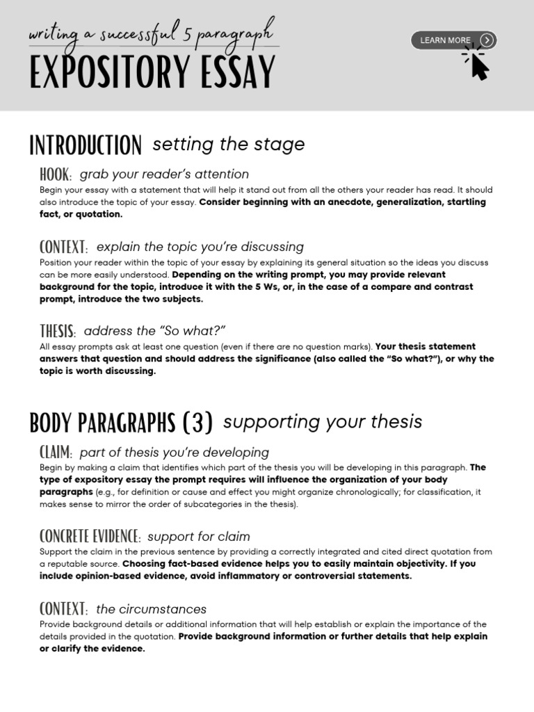 Expository Essay Structure (BW) | PDF | Essays | Human Communication