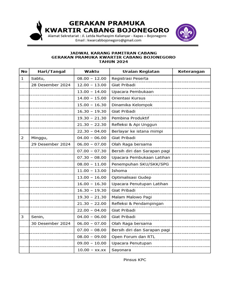 Jadwal KPC Fix | PDF