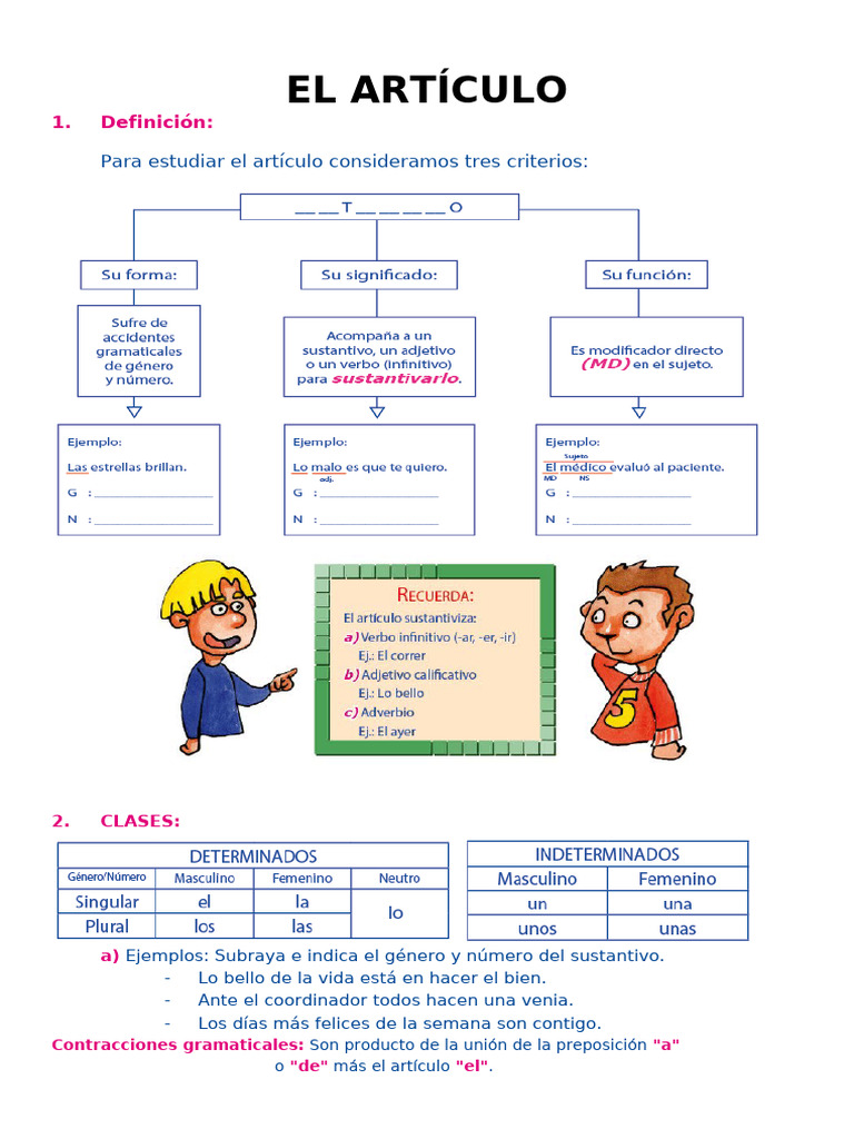 Clases y ejemplos de artículos en español | PDF