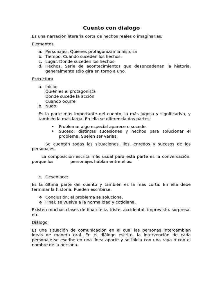 Cuento corto con diálogos | PDF