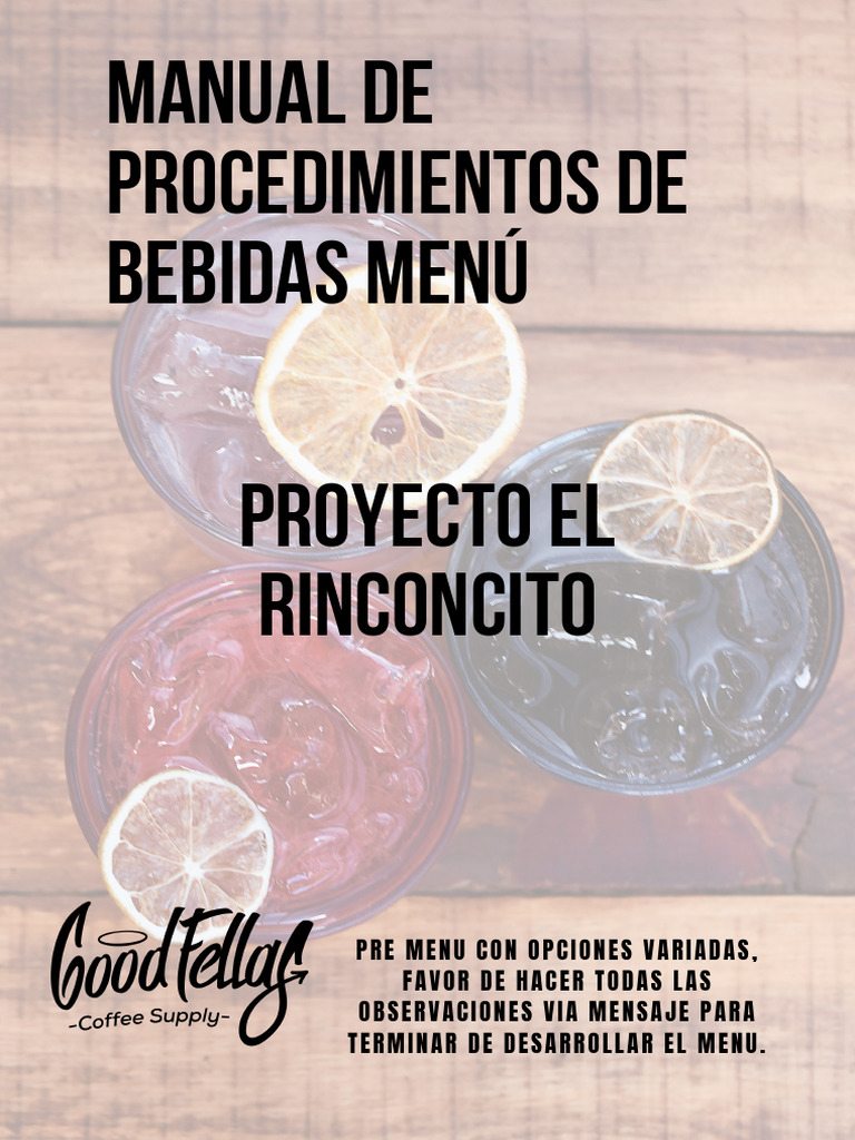 Manual de Procedimientos de Bebidas Menú Delia PDF | PDF | café | Té