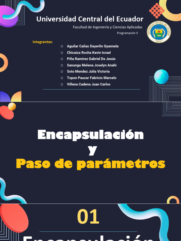 Encapsulación y Paso de Parámetros | PDF | Objeto (informática) | Variable (informática)