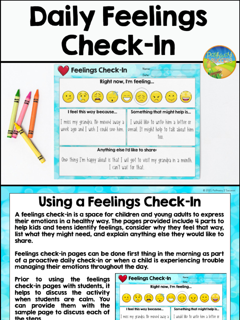 EmotionsandFeelingsCheckInWorksheetsSocialEmotionalLearning 2 | PDF