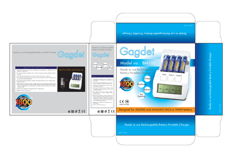 BM100 Package | PDF | Battery Charger | Rechargeable Battery