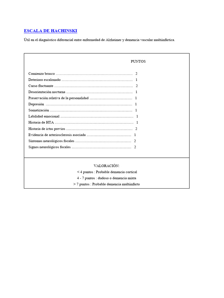 Escala de Hachinski PDF | PDF