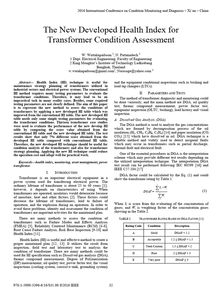 The New Developed Health Index For Transformer Condition Assessment | PDF | Transformer