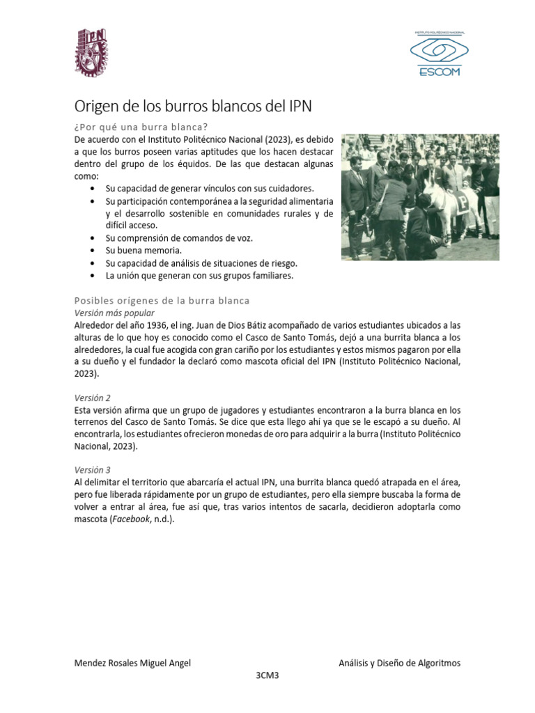 Historia del Burro Blanco del IPN | PDF