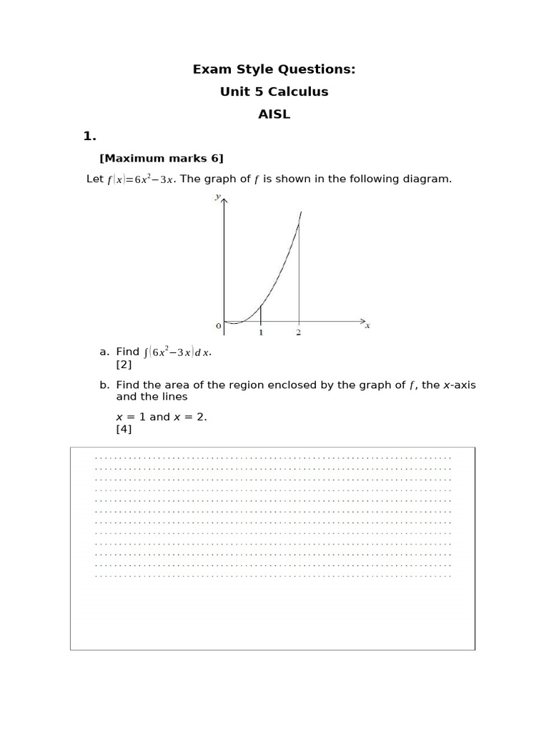 Exam Style Questions Revision AISL-Calculus | PDF | Mathematical Analysis | Geometry
