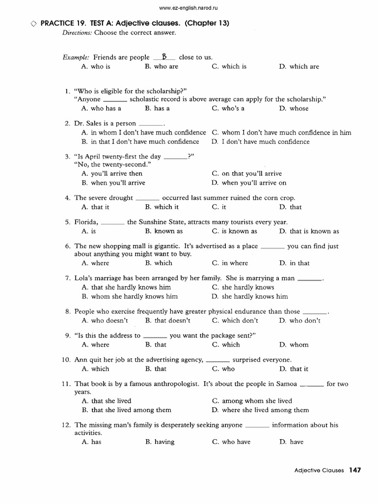 Relative Clause - Reduced Relative Clause Exercise | PDF