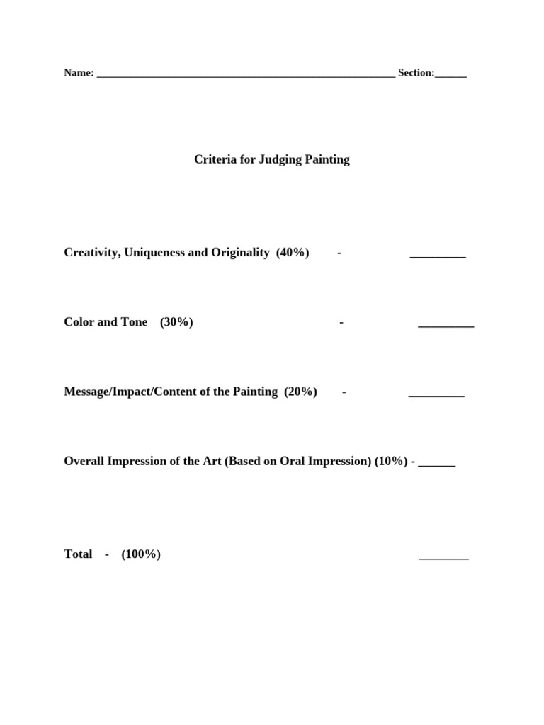 Criteria For Judging Painting | PDF