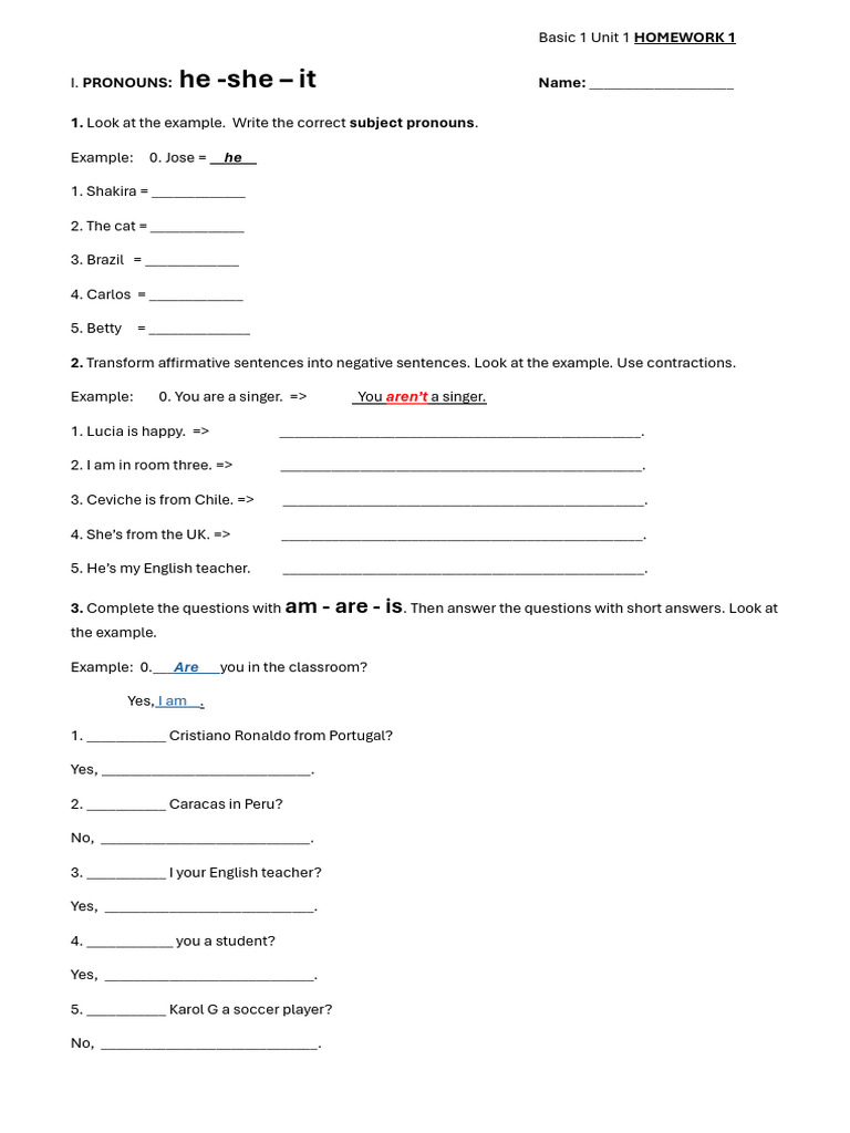 Basic 1 Unit 1 HOMEWORK 1 | PDF