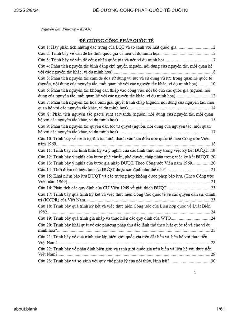 On Tap Cuoi Ki Cong Phap Quoc Te Luat Quoc Te Hoc Vien Ngoai Giao Viet 110041 | PDF