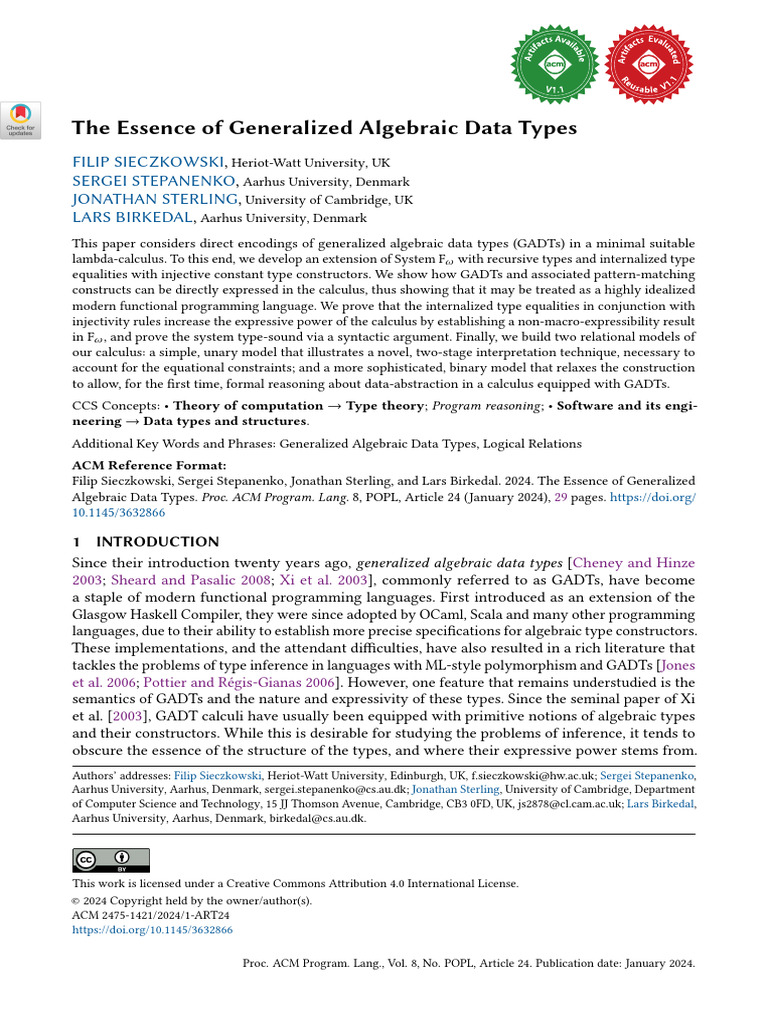 The Essence of Generalized Algebraic Data Types | PDF | Theoretical Computer Science | Formalism ...