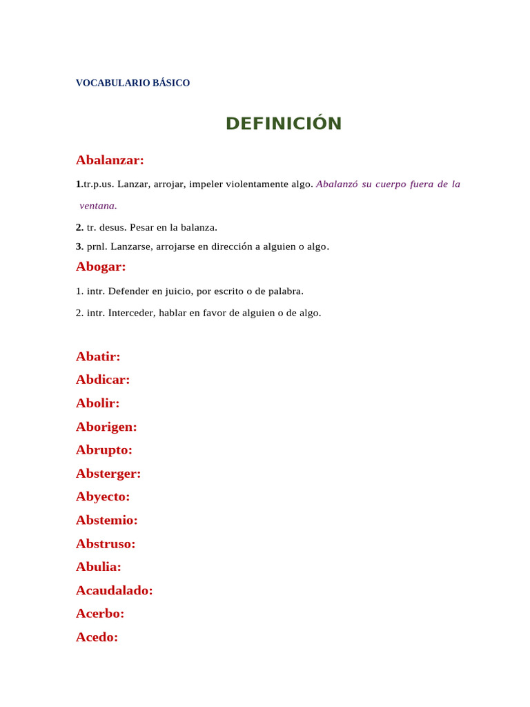 Vocabulario Basico | PDF