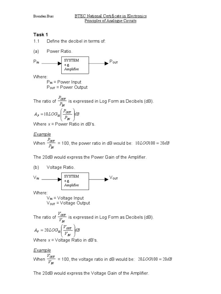 BTEC NC - Analogue Electronics - Principles of Analogue Circuits | PDF ...
