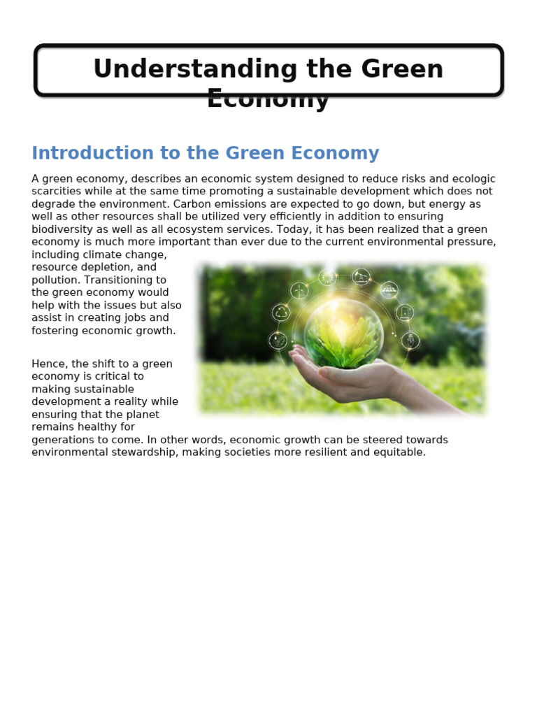 Key Aspects of the Green Economy | PDF | Sustainability | Green Economy