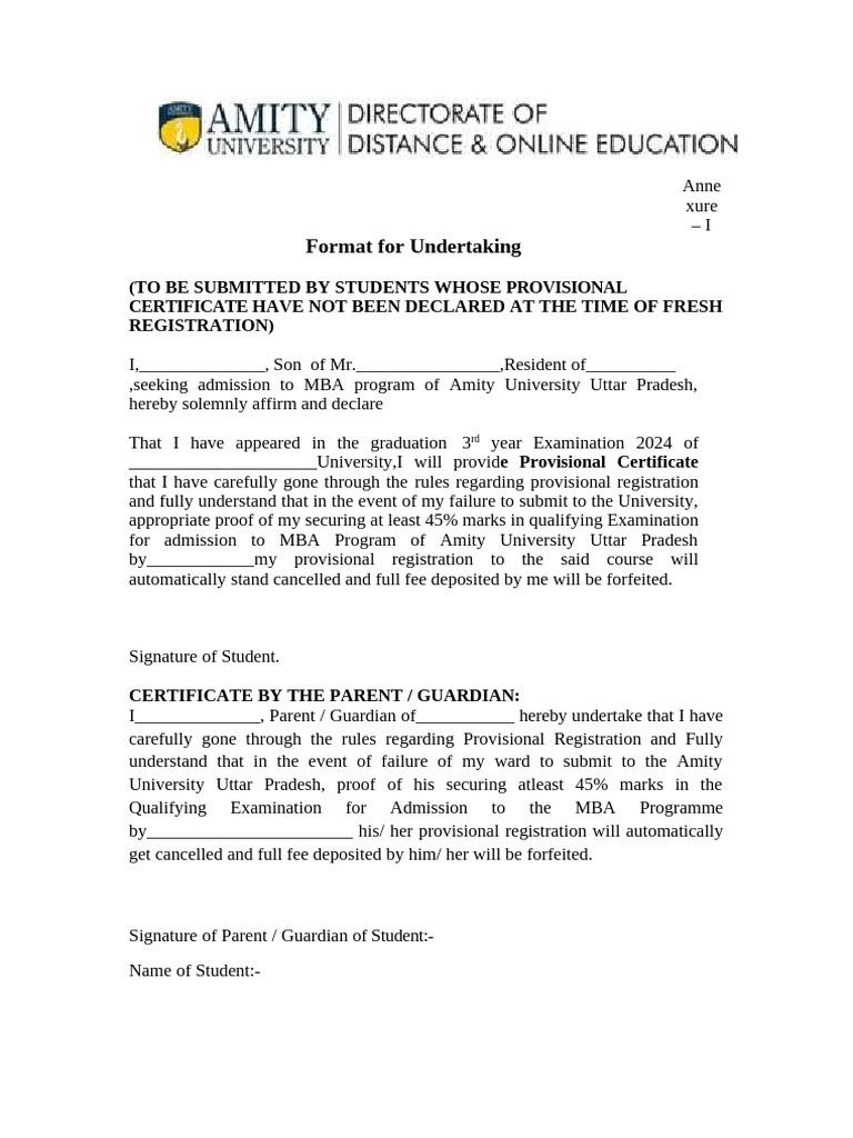 Undertaking Form | PDF