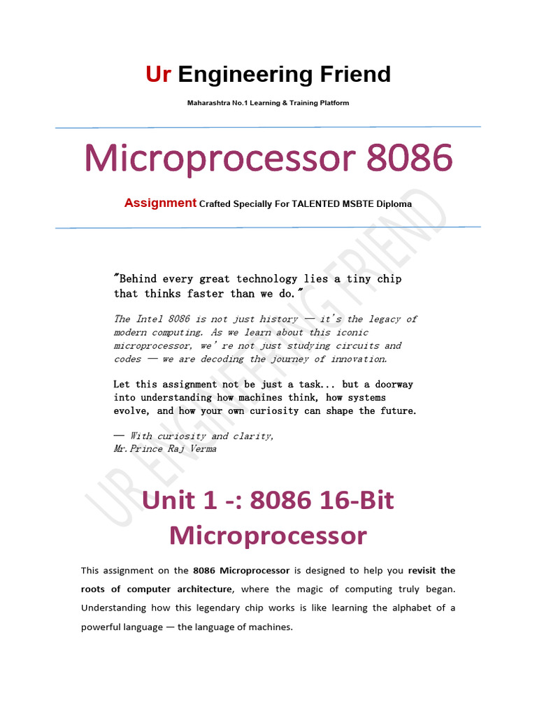 MIC 8086 Assignment 1 (K Scheme) - Ur Engineering Friend | PDF