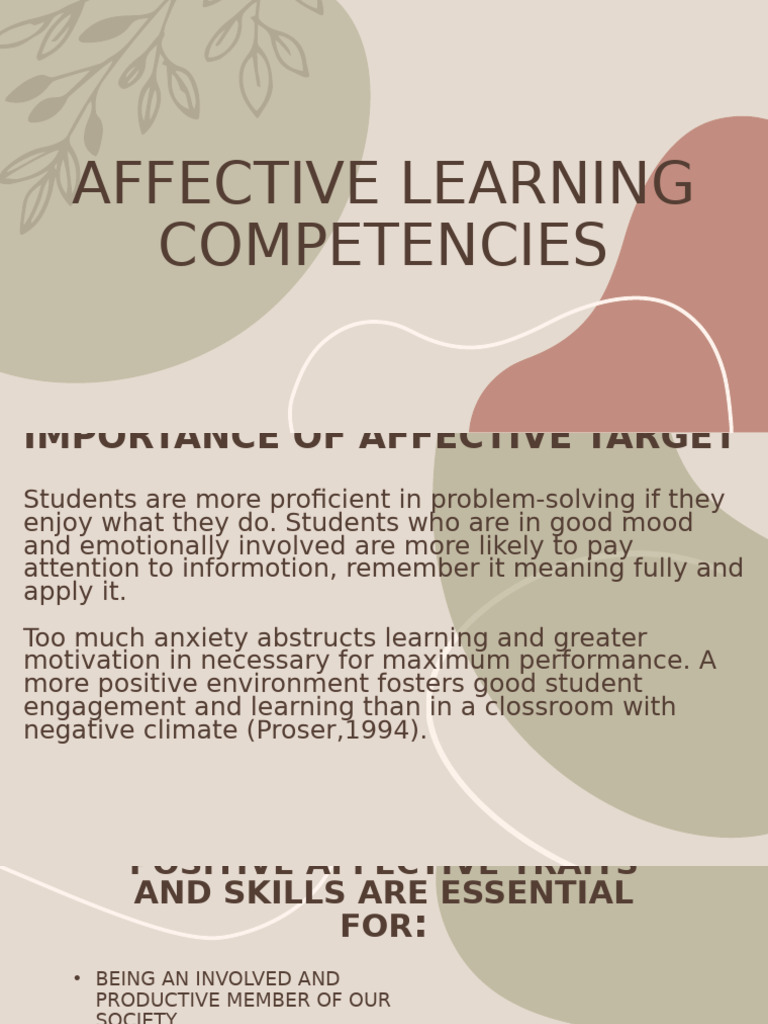 Affective Learning Competencies 2 (1) | PDF | Affect (Psychology ...
