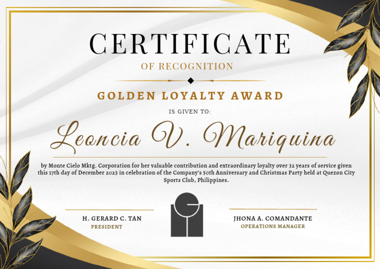 Golden Loyalty Award | PDF