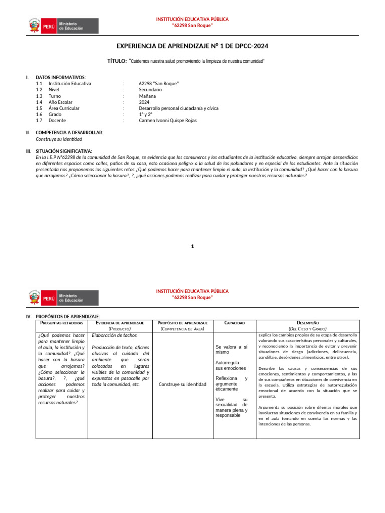 EdA N°1 DPCC | PDF | Las emociones | Autorregulación emocional
