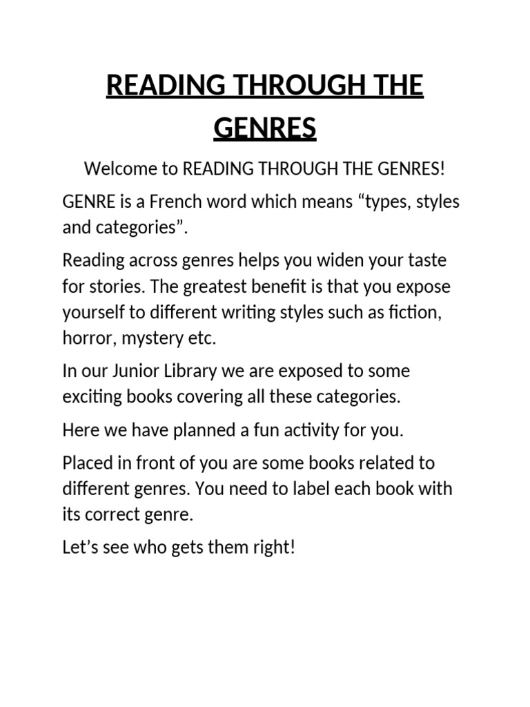 Reading Through The Genres | PDF