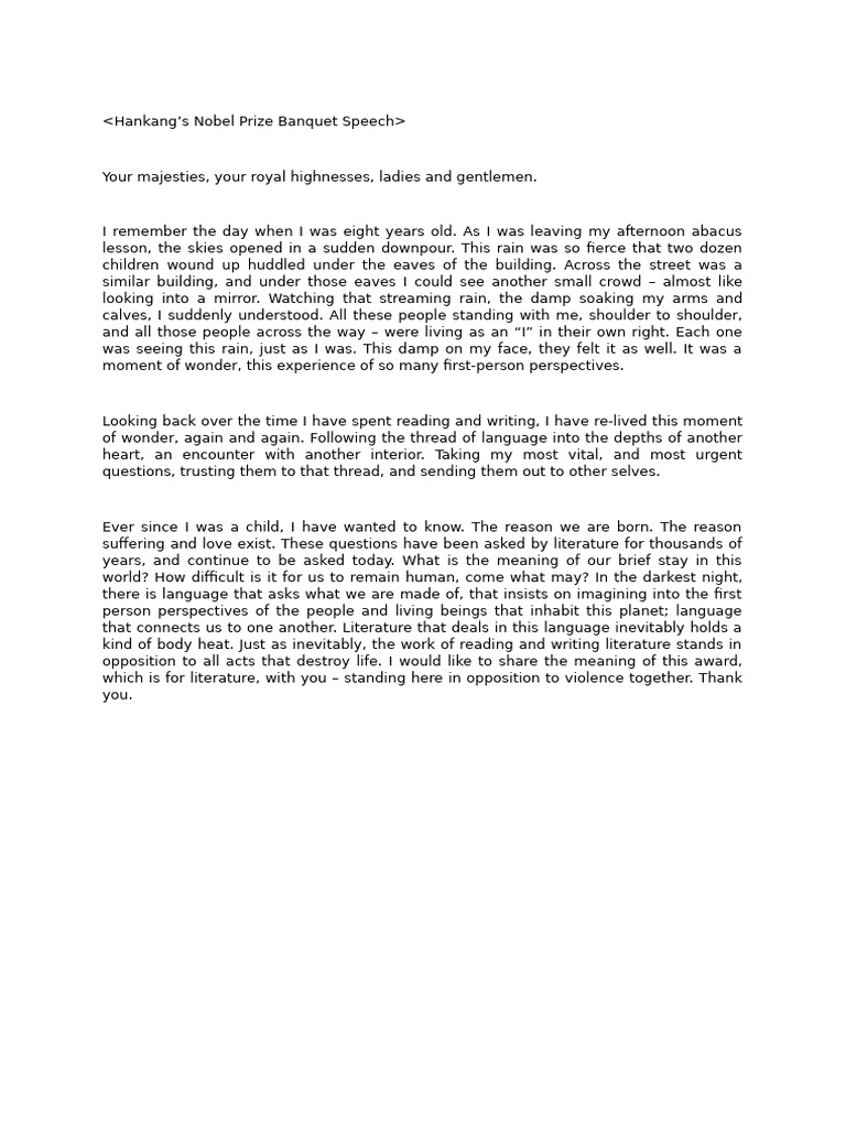 25-1 Hankang Nobel Prize Banquet Speech | PDF