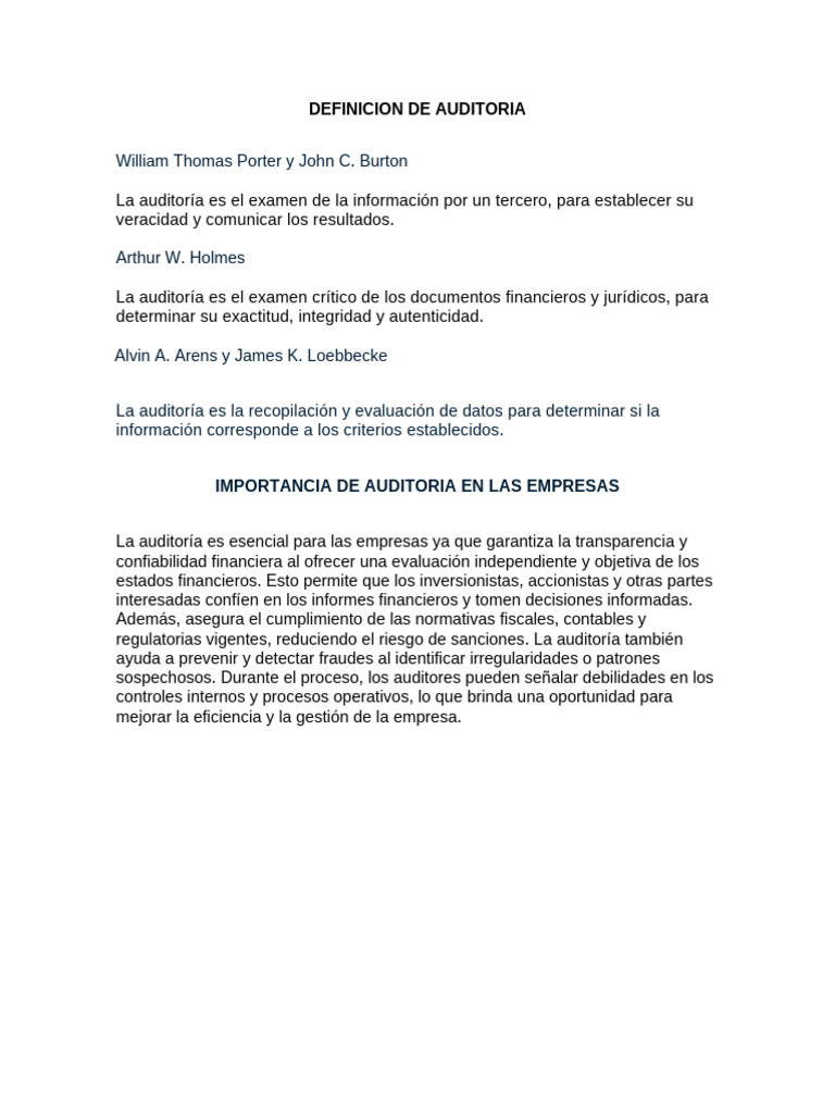 Definicion de Auditoria | PDF