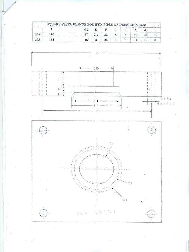 Square Steel Flange Drawing | PDF
