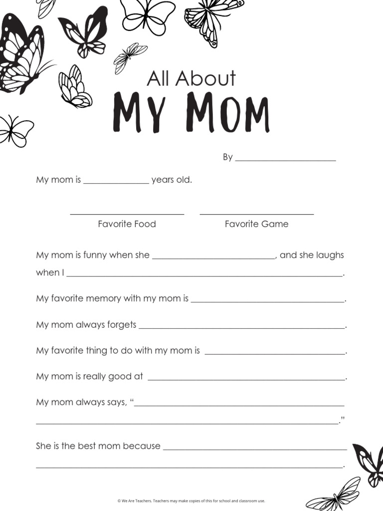 All About My Mom Worksheet | PDF