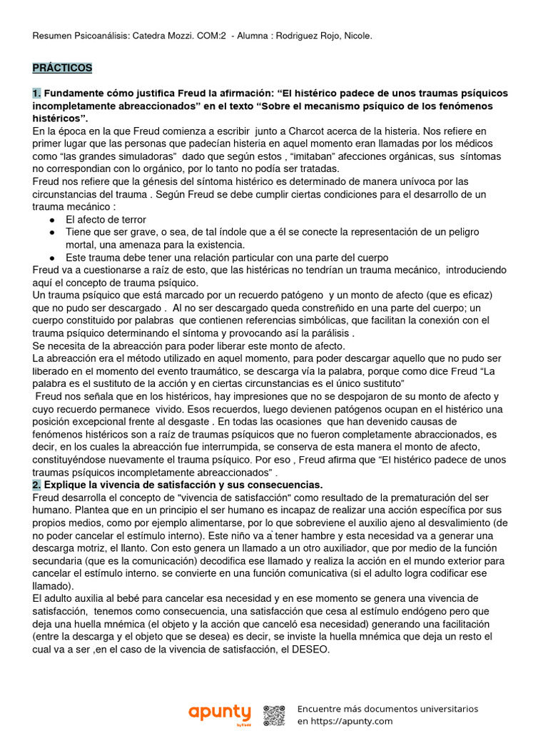 Resumen Psicoanalisis | PDF | Psicoanálisis | Neurosis