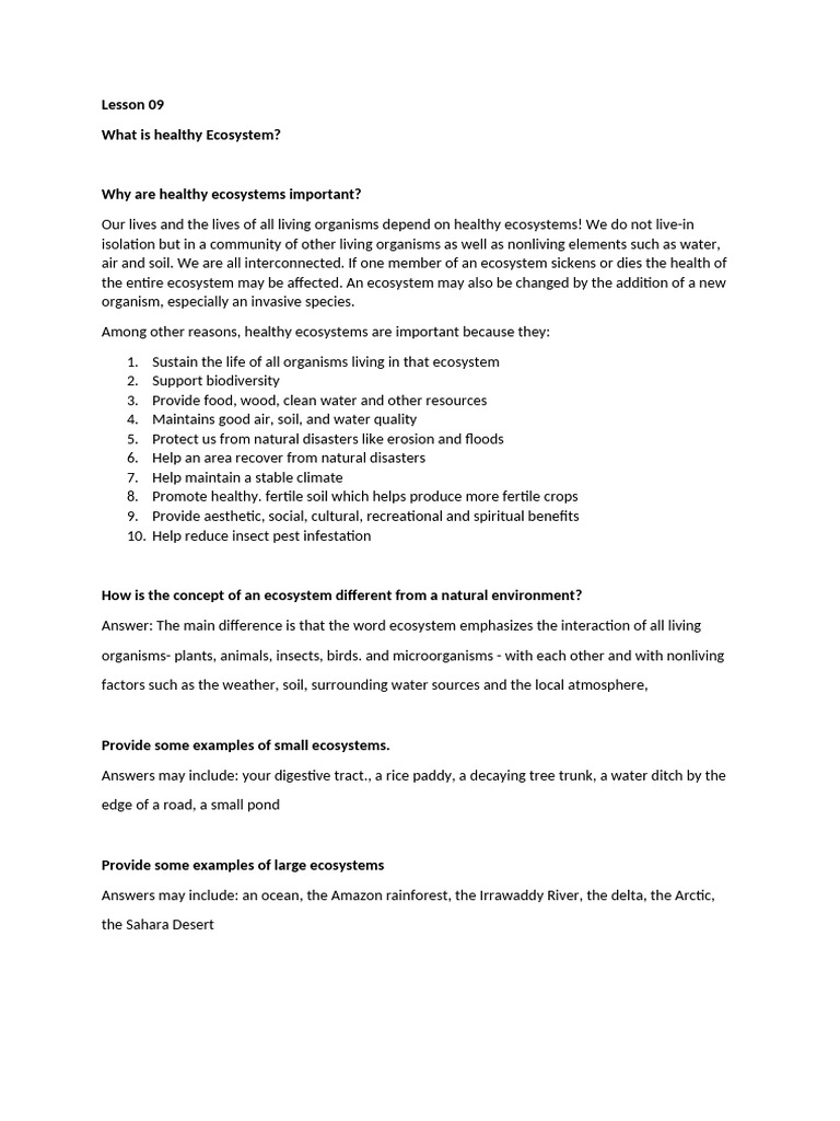 Importance of Healthy Ecosystems | PDF | Ecosystem | Biodiversity