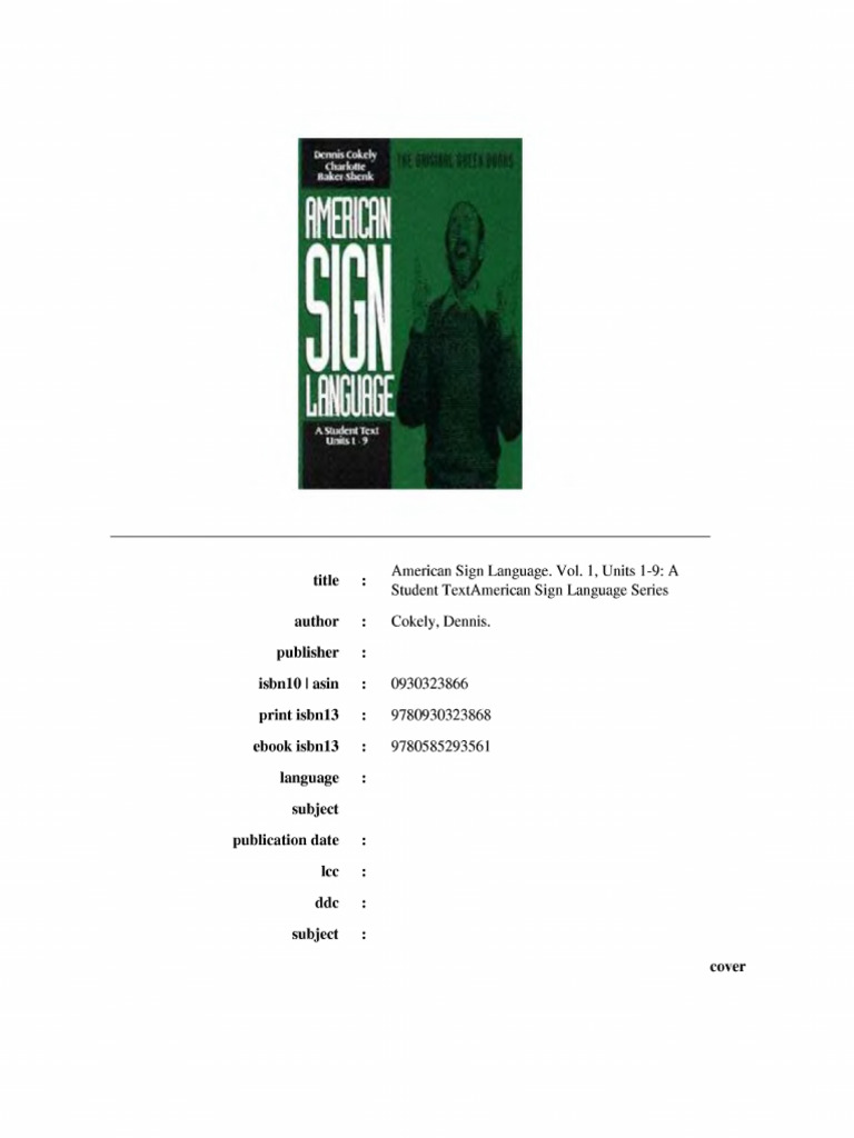 American Sign Lang by Cokely | PDF