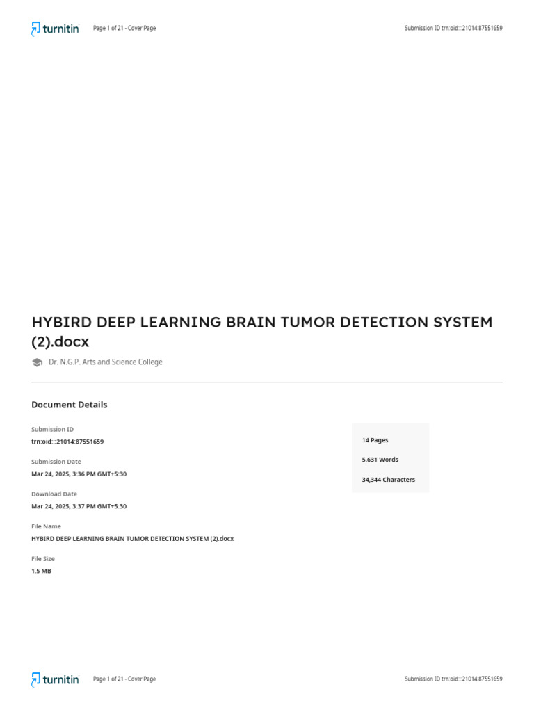 Hybird Deep Learning Brain Tumor Detection System (2) | PDF | Citation