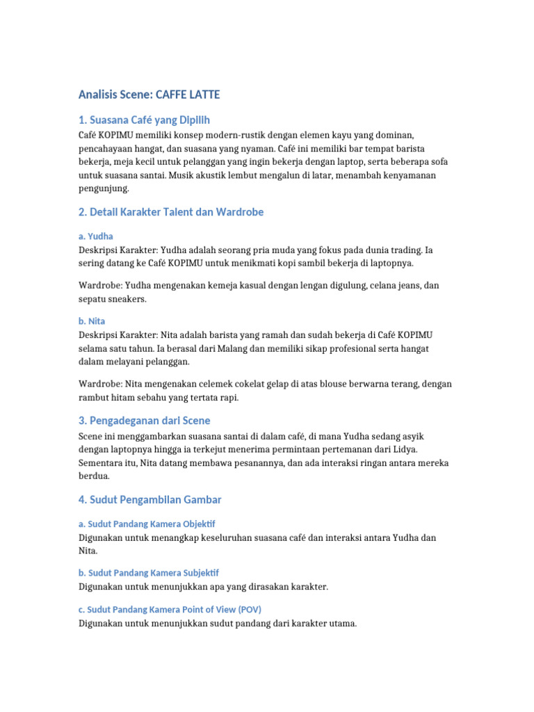 Analisis Scene CAFFE LATTE | PDF