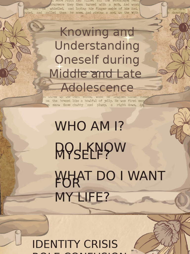 Knowing and Understanding Oneself During Middle and Late | PDF ...