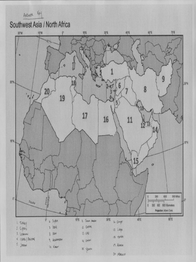 WANA Map Answer Key | PDF